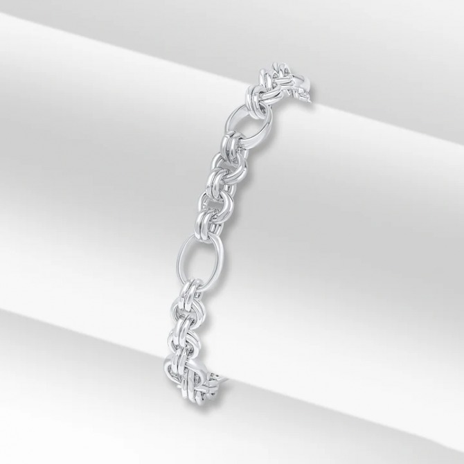 Sterling Silver Figaro Belcher Bracelet 0401331 | David Summerfield